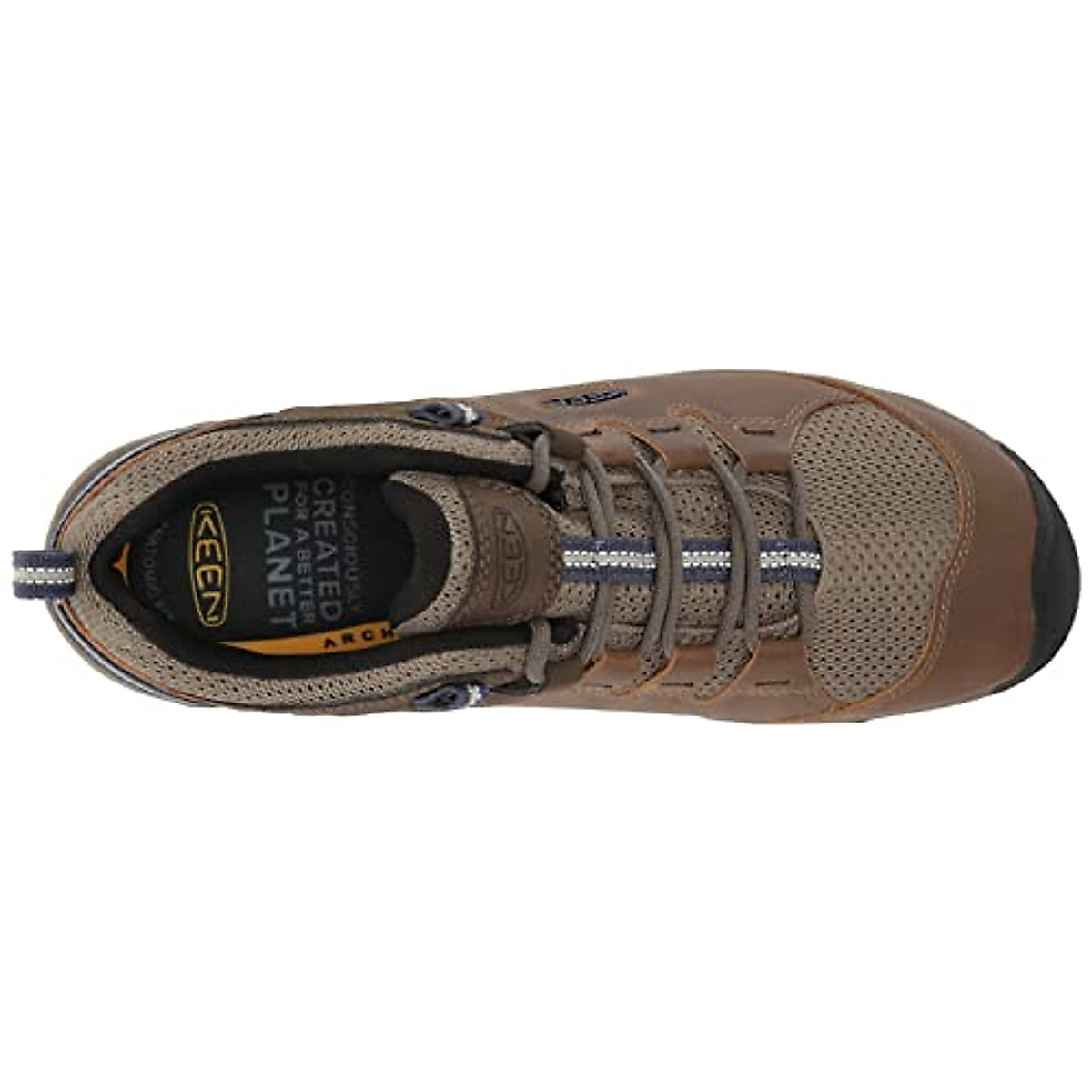 KEEN Women's Steens Vent Low Height Breathable Hiking Shoes, Shitake/Crown Blue, 8