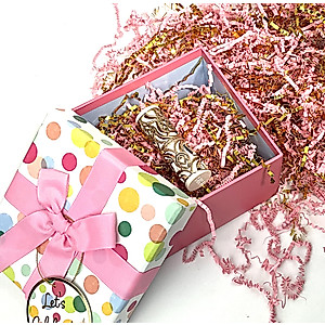 PUROSUR Crinkle Cut Paper Shred Filler Pink & Gold for Gift Wrapping & Basket Filling luxury Gift Box Filler Gift Basket Stuffing Shipping Packaging Craft Party Favor Bags - (4 oz) (Pink & Gold)