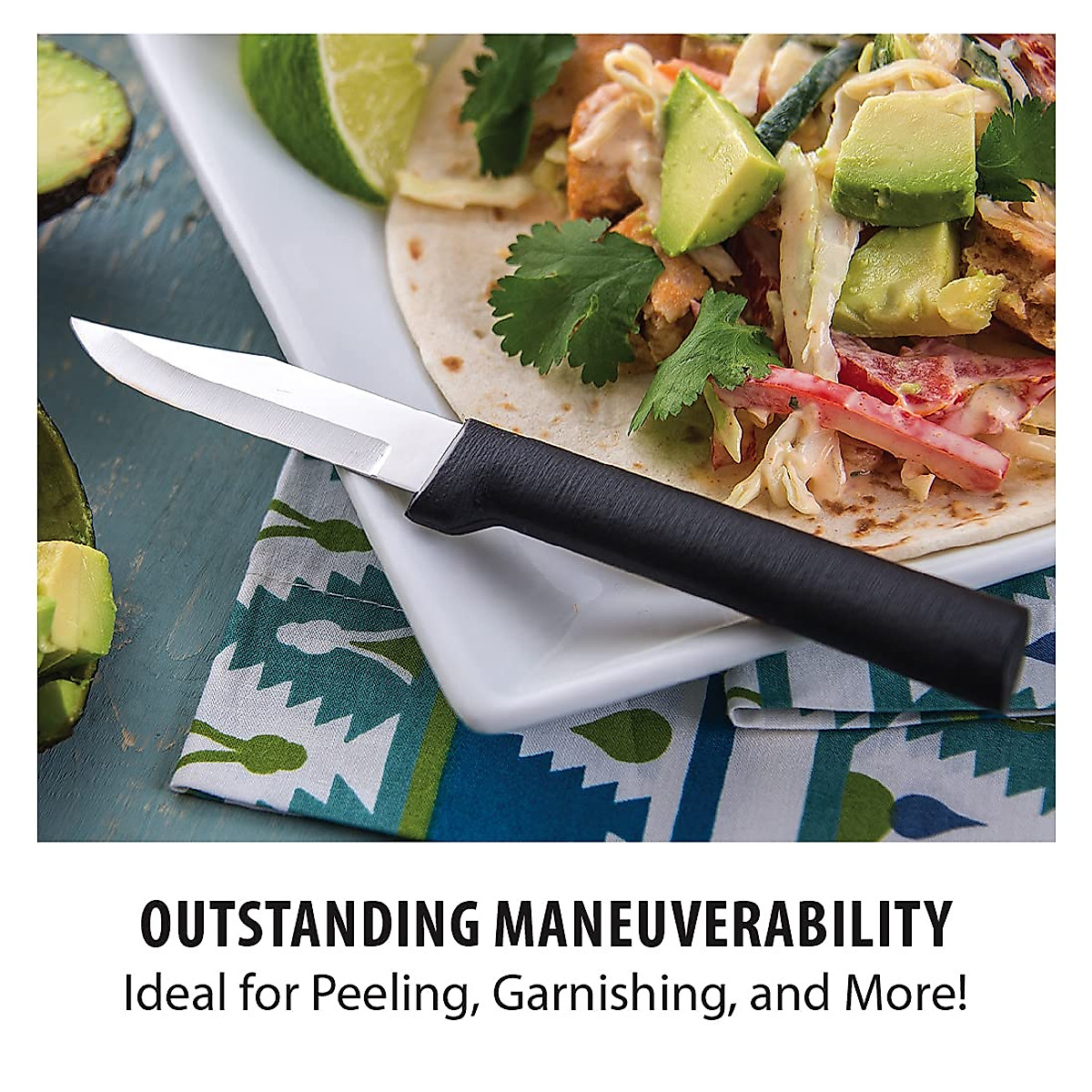 Rada Cutlery Peeling Paring Knife, W202/2, Black Handle, Pack of 2