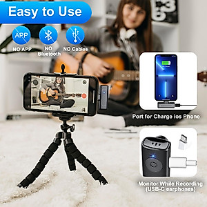 Aptkdoe Wireless Lavalier Microphone for iOS Phone/Pad, 2 Pack Lapel Clip-on Video Recording, 7H Cordless Omnidirectional Condenser Recording Mic, Plug-Play Mic Interview 2023 (M1)