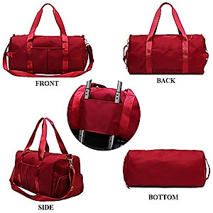 KARRESLY Sports Gym Bag for Women Travel Duffel Bag with Wet Pocket and Shoes Compartment for Training Swim Yoga(Red)