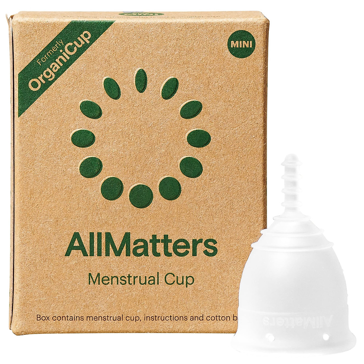 AllMatters OrganiCup Menstrual Cup - Size Mini - Eco-Friendly, Reusable Period Solution - Superior to Pads & Tampons - Suitable for Light to Heavy Flow