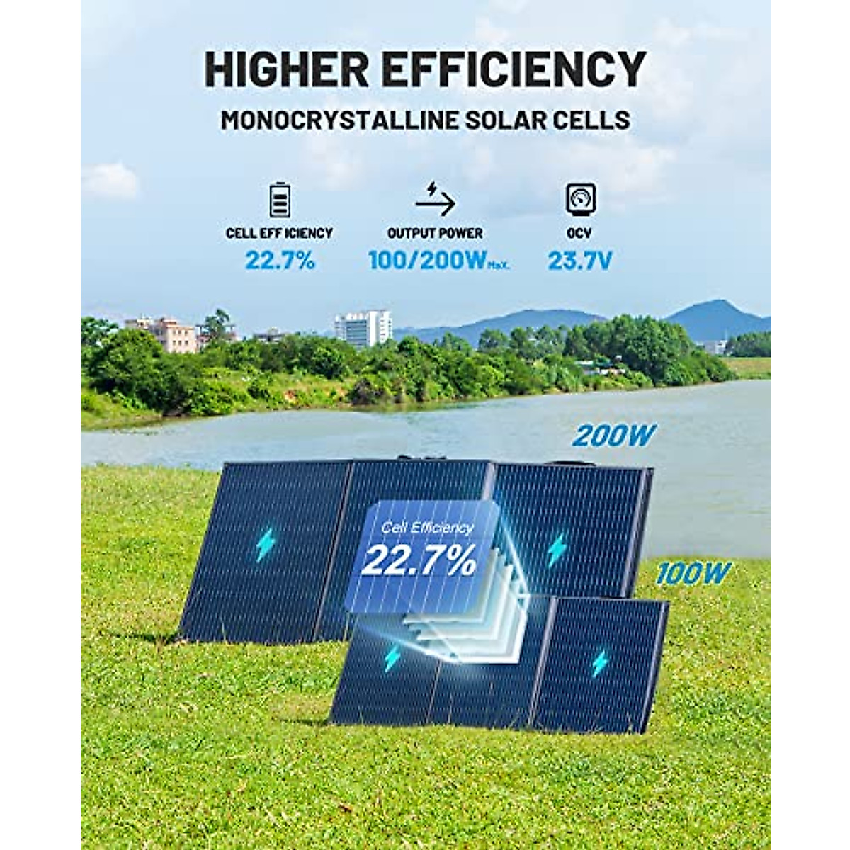 Innopower S100 2 in 1 Solar Panel Table, 100W Portable for Power Station with 20-70°Adjustable Kickstand, 15KG Bearing Foldable Splicable Table Camping RVs or Backyard Use