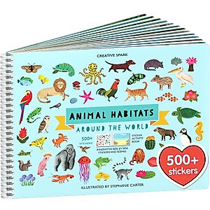Cupkin Animal Sticker Book Activity for Kids, Toddler Airplane Travel Essentials, 500+ Habitat Stickers for Kids + 12 Scenes + 12 Coloring Book Pages, Animal Lover Gift, Childrens Crafts for Ages 2-8