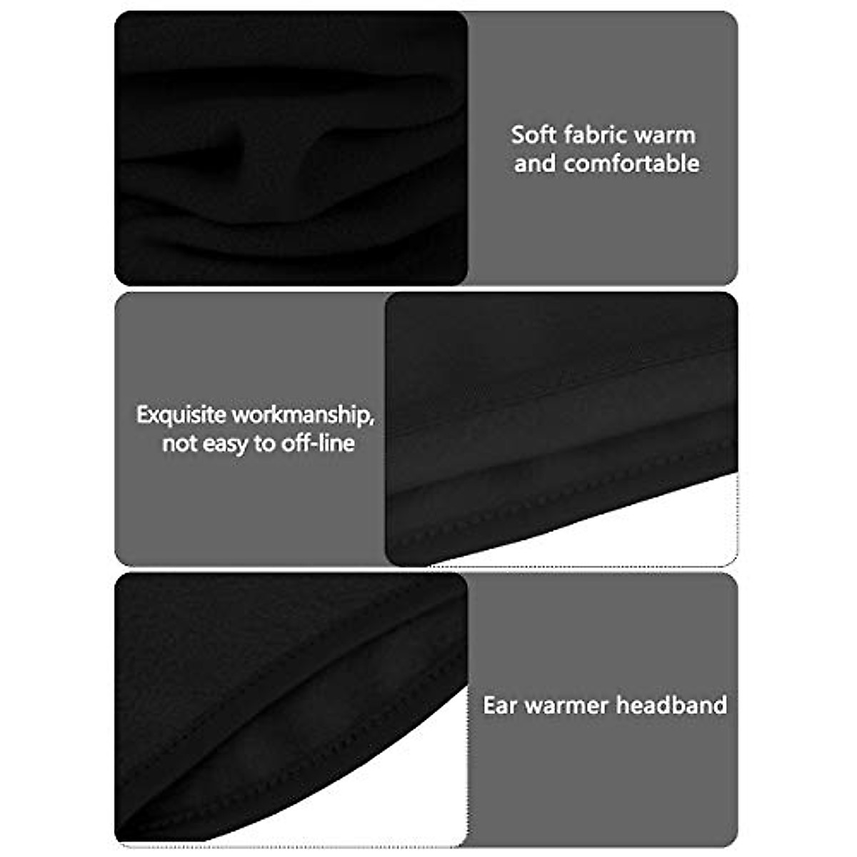 6 Pieces Fleece Ear Warmers Headband Winter Neck Gaiter (Black)