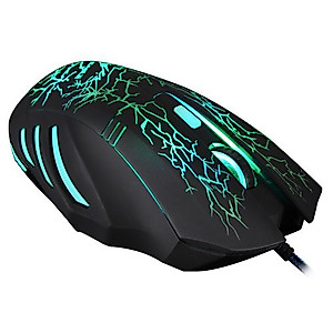 HAVIT HV-MS672 3200DPI Wired Mouse, 4 Adjustable DPI Levels, 800/1200/2400/3200DPI, 7 Circular & Breathing LED Light, 6 Buttons (Black)