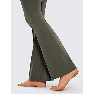 CRZ YOGA High Waist Crossover Flare Leggings for Women 31" - Bootcut Bell Bottoms V Cross Yoga Pants Light Army Green Medium
