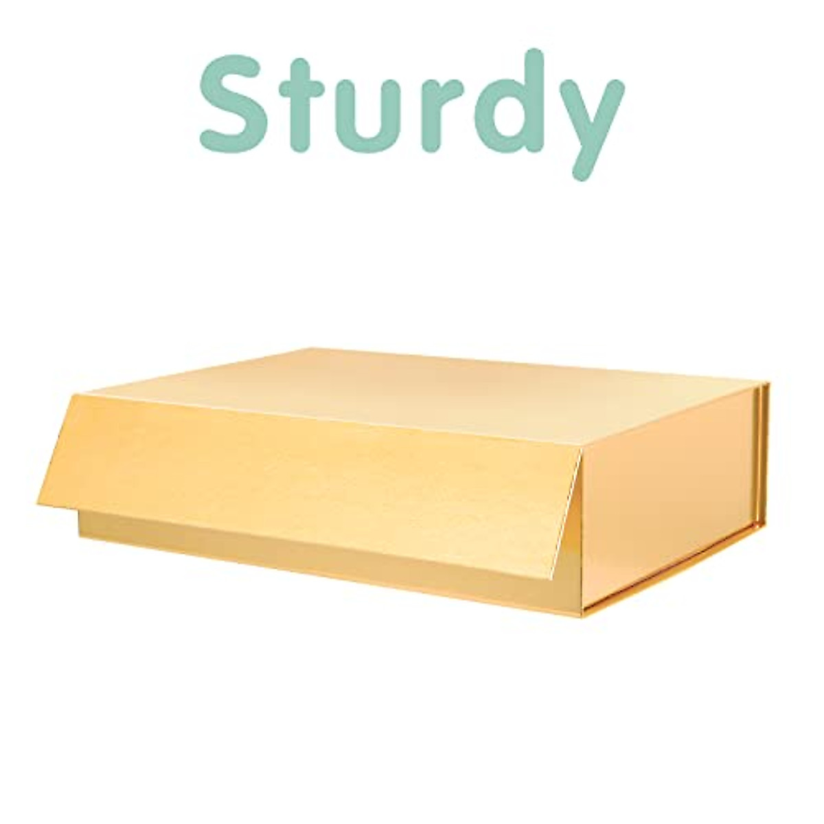 HAPPY POTATO Large Gift Box 13x9.7x3.4 Inches, Gold Magnetic Gift Box, Gift Box with Lid, Sturdy Shirt Box for Wrapping Gifts (Gold Grass Texture)