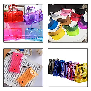 XHT 9 Pcs Clear PVC Vinyl, 21cmx30cm Fluorescent Solid Color Transparent Waterproof Film for Hair Bows Earrings Crafts