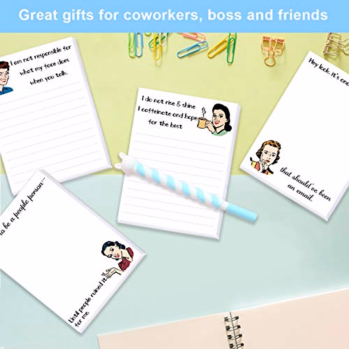FANCY LAND Funny Novelty Memo Pads Funny Notepads for Office Gift for Coworkers 4 Pack