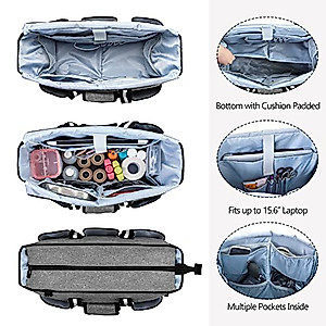 CURMIO Nurse Tote Bag with Additional Bottom Support for Home Health Care, Clinical Bag for Nursing Students, Doctors, Medical Assistants, Gray (Empty Bag Only, Patented Design)