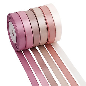 MAYREEL 3/8 Inch Dusty Rose Satin Ribbon Blush Pink Ribbon Thin for Gift Wrapping Crafts Wedding Bridal Shower Valentine's Day Decorations Ribbon 6 Rolls Assortment 10 Yards Each Color Total 60 Yards