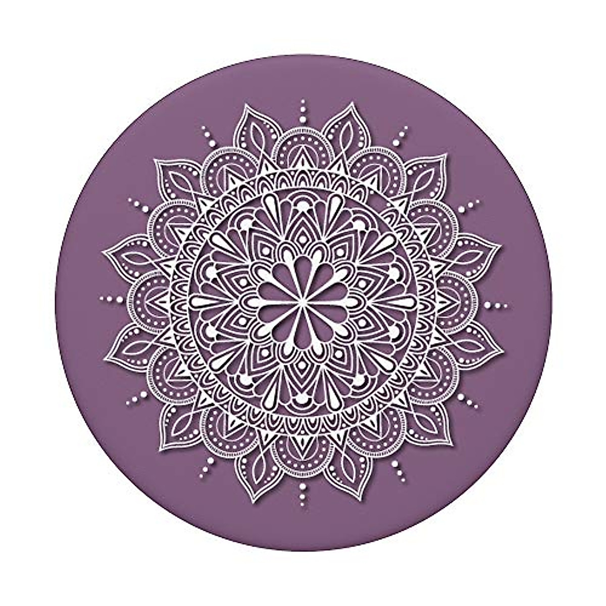 White Henna Mandala Floral Lace On Purple Phone Popper PopSockets Swappable PopGrip