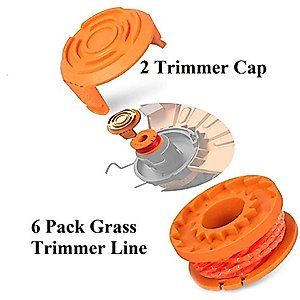 WA0010 Replacement Trimmer Line for Select Electric String Trimmers,Trimmer Spool Line for Worx,0.065 Edger Spool for Worx Trimmer Spools Weed Eater String,Weed Wacker Spool Parts 6Pcs