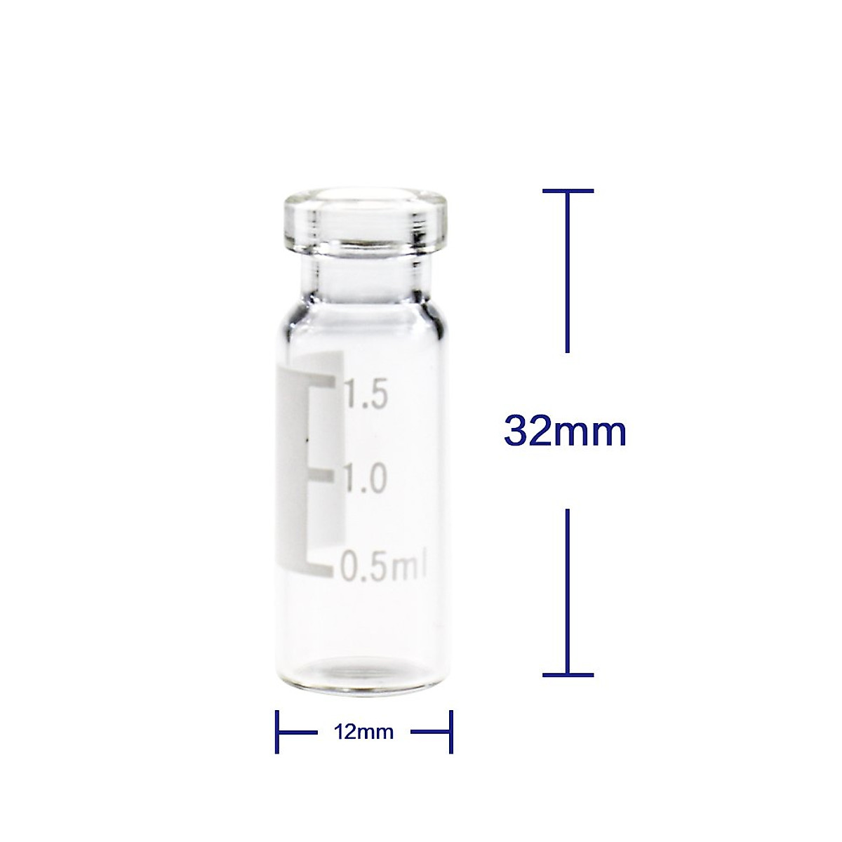 ALWSCI Clear Glass Flat Base Vial, 11 mm Wide Opening Crimp Top Vial, 2 mL Capacity, Pack of 100