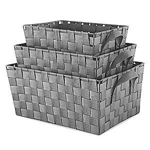 Whitmor Woven Strap Storage Baskets S/3-Gray
