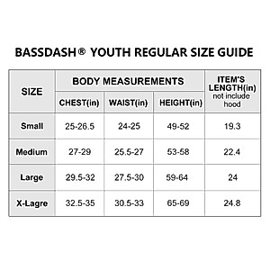 BASSDASH Youth UPF50+ Performance T Shirt with Hood Long Sleeve Fishing Hiking Sun Shirt FS03Y