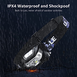 Lighting EVER LED Rechargeable Headlamp, Super Bright High Lumen Head Lamp with 5 Modes and White Red Light, Waterproof Forehead Flashlight for Outdoor Camping, Hiking, Hunting, Running, Survival