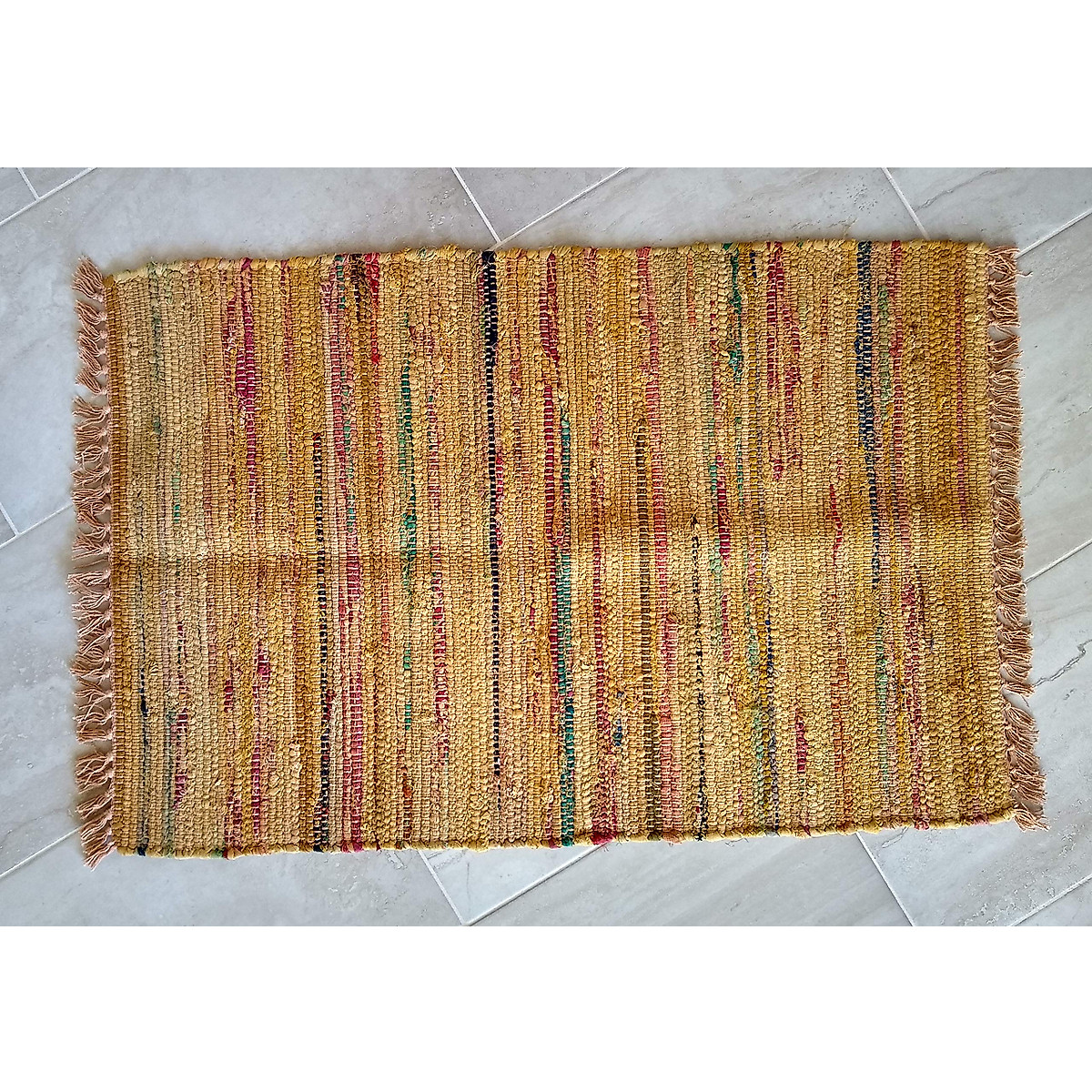 Sturbridge Country Rag Rug in Mustard 24" x 36"