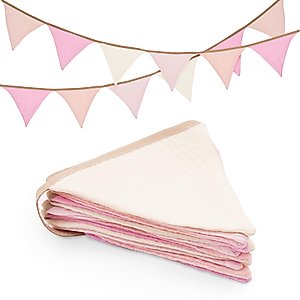 GCQQ Pennant Banner Flags, 9Ft Pink Nursery Garland, 12Pcs Boho Nursery Banner Decoration, Double-side Baby Nursery Garland Decor for Girl Toddler Room, Nursery Wall, Bed, Baby Shower, Birthday Party