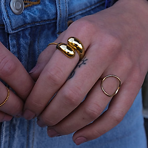 LEMON GRASS Pl Wrap Ring | Bold Bypass Statement Ring | Thick Dome Ajustable Open Ring in 18K Gold Plated Sterling Silver