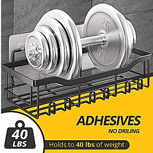 ANWALE Shower Organizer, 5-Pack Shower Shelves, Self Adhesive Shower Caddy without Drilling, Rustproof Stainless Steel Bathroom Accessories Shower Shelf (4-Hook), Corner Shower Caddy over Shower Head