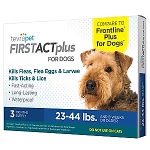FirstAct Plus Flea Treatment for Dogs, Medium Dogs 23-44 lbs, 3 Doses, Same Active Ingredients as Frontline Plus Flea and Tick Prevention for Dogs