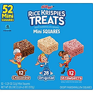 Rice Krispies Treats Mini Squares, Kids Snacks, Lunch Snacks, Variety Pack, 20.1oz Box (52 Bars)