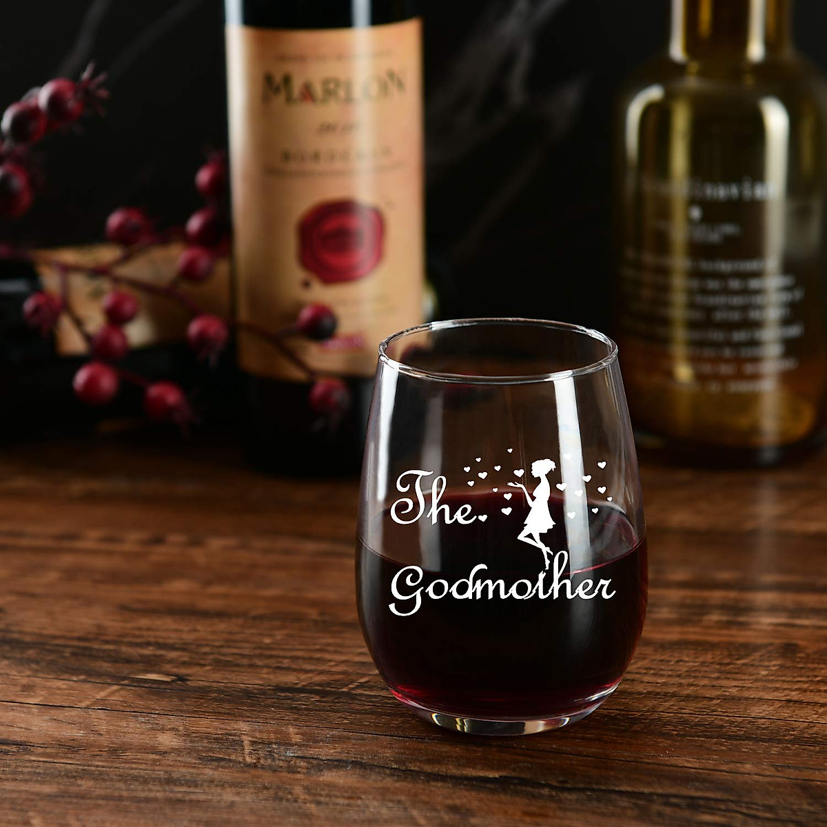 JERIO Godparent Gifts Godmother Wine Glass Godfather Beer Glass Gifts for Godparents