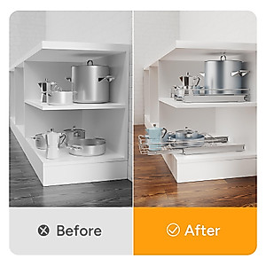 ROOMTEC Pull Out Cabinet Organizer(14"W x 21"D),Heavy Duty Slide Out Shelves,Pull out Drawers for Kitchen Cabinet,Base Cabinet Organization for Home, Kitchen, Bathroom