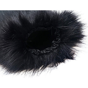 Zecmos womens Leg Warmers Faux Fur Fuzzy Long Cuff Cover Warm Furry Costume Shoes, Black, Medium