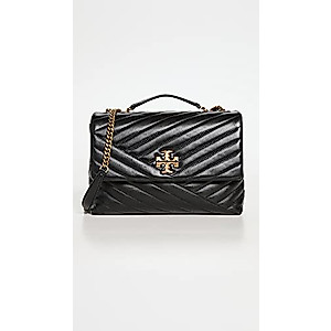 Tory Burch Women's Kira Chevron Convertible Shoulder Bag, Black, One Size