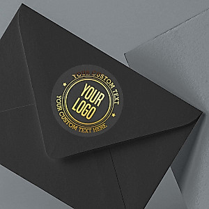 Custom Clear Stickers Personalized Circle Labels Stickers Create Your Own Text Logo Self-Inking Metallic Gold Stickers for Wedding Favor Party Baptism