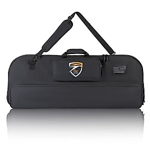 SUNYA Compound Bow Case with Molle System - Neoprene Bow String Protection & Padded Shoulder Sling - Soft Carrying Case for Archery Accessories, Equipment (Black)