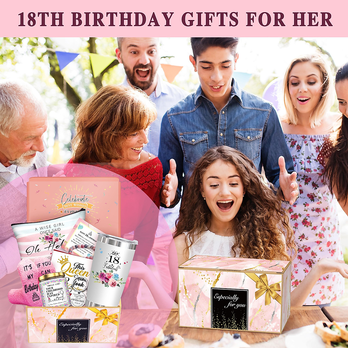 ShinnyWis 18th Birthday Gifts for Girls,18th Birthday Decorations for Girls Daughter Sister Her Girlfriend,Tumblers Gifts Set for 18 Year Old Girl Birthday Gifts Ideas