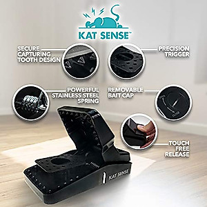Pest Control Rat Traps for Instant Kill Results, Set of 6 Large Reusable Rodent Snap Trap for Mice ‘N Chipmunks, Big Outdoor Traps That Also Work Indoor for Home