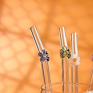 Reusable Glass Straws | 8.2'' X 8mm with Cleaning Brush | Perfect for Smoothies, Milkshakes, Juices ,Teas and Other Cold/Hot Beverages