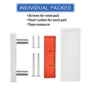 NIZADO 5 Pack Stainless Steel Cabinet Handles,2 1/2 Inch Satin Nickel Finish Drawer Pulls,Handles for Cabinets and Drawers,Square T Bar Cabinet Pulls, 4 Inch Overall Length