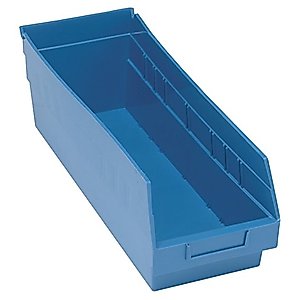 Quantum Storage QSB204BL 20-Pack 6" Hanging Plastic Shelf Bin Storage Containers, 17-7/8" x 6-5/8" x 6", Blue