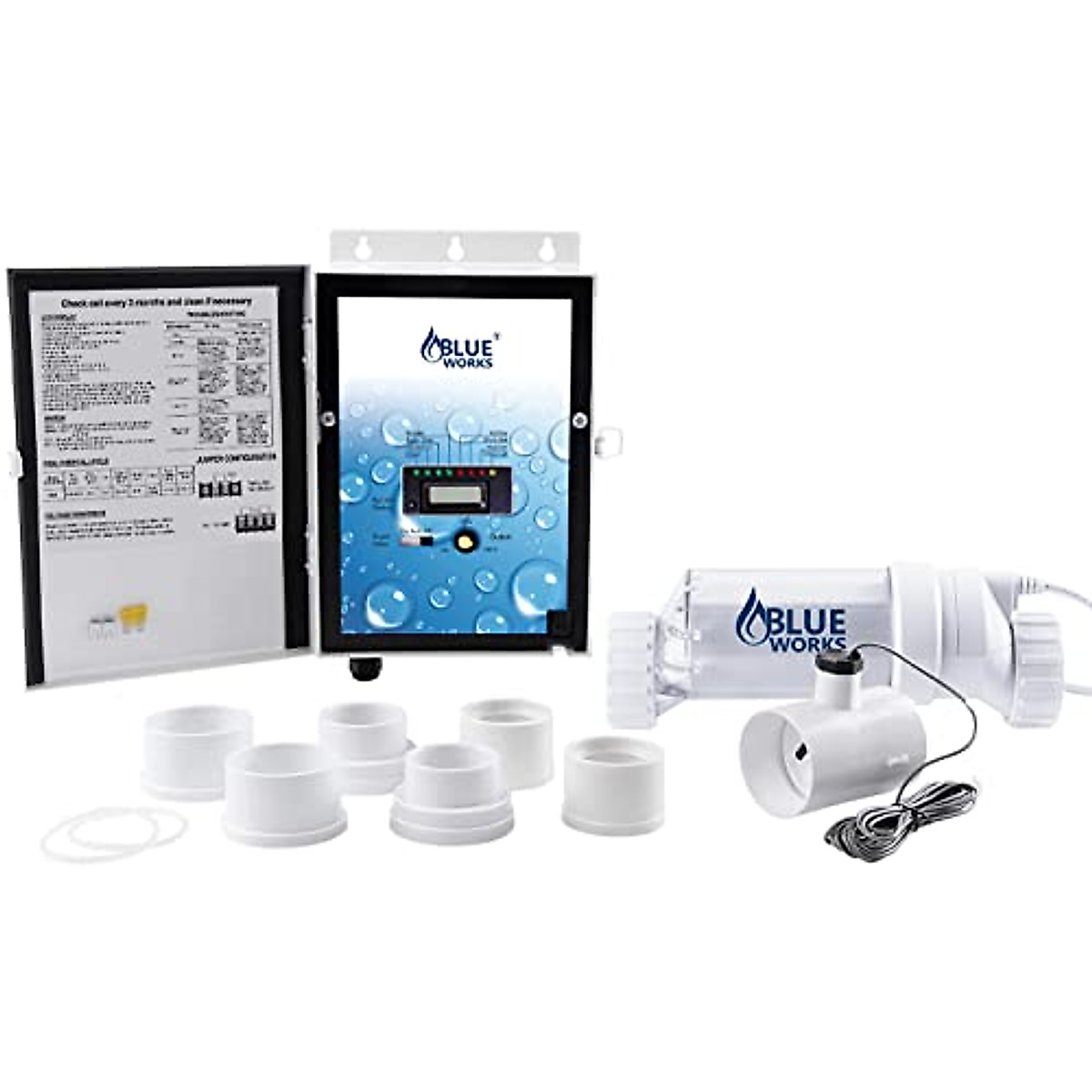 BLUE WORKS Saltwater Pool System Salt Pool - up to 40,000 Gallons Pool, Salt Chlorine Generator for Inground Pool, 2 Year USA Warranty, Clear