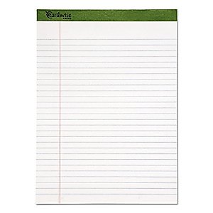 Ampad 100% Recycled Perforated Ruled 50 Sheet 8 1/2 x 11 3/4 Inch White Pads 12 Pack (20-172)