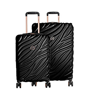 DELSEY PARIS Alexis Durable Luggage Set, Expandable & Lightweight 4-Wheel Spinners, Easy Grip handles for Smooth Journeys, TSA-Lock Incorporated, Men and Women, Black/Rose Gold, 2-Piece Set (21"/25")