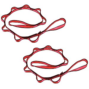 KIKIGOAL 2pcs Safety Daisy Chains Strong Climbing Strap Adjustable Nylon Strap Rope Yoga Pilates Stretching Straps (red, 105cm * 1.5cm/41.34'x0.59")