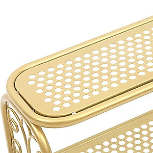 HOMEFORT Scroll Over The Sink Shelf Kitchen, Metal 2-Tier Storage Rack for Kitchen Accessories, Multi-Purpose Shelf for Top of Sink,36.02" W x6.10 D x15.74 H