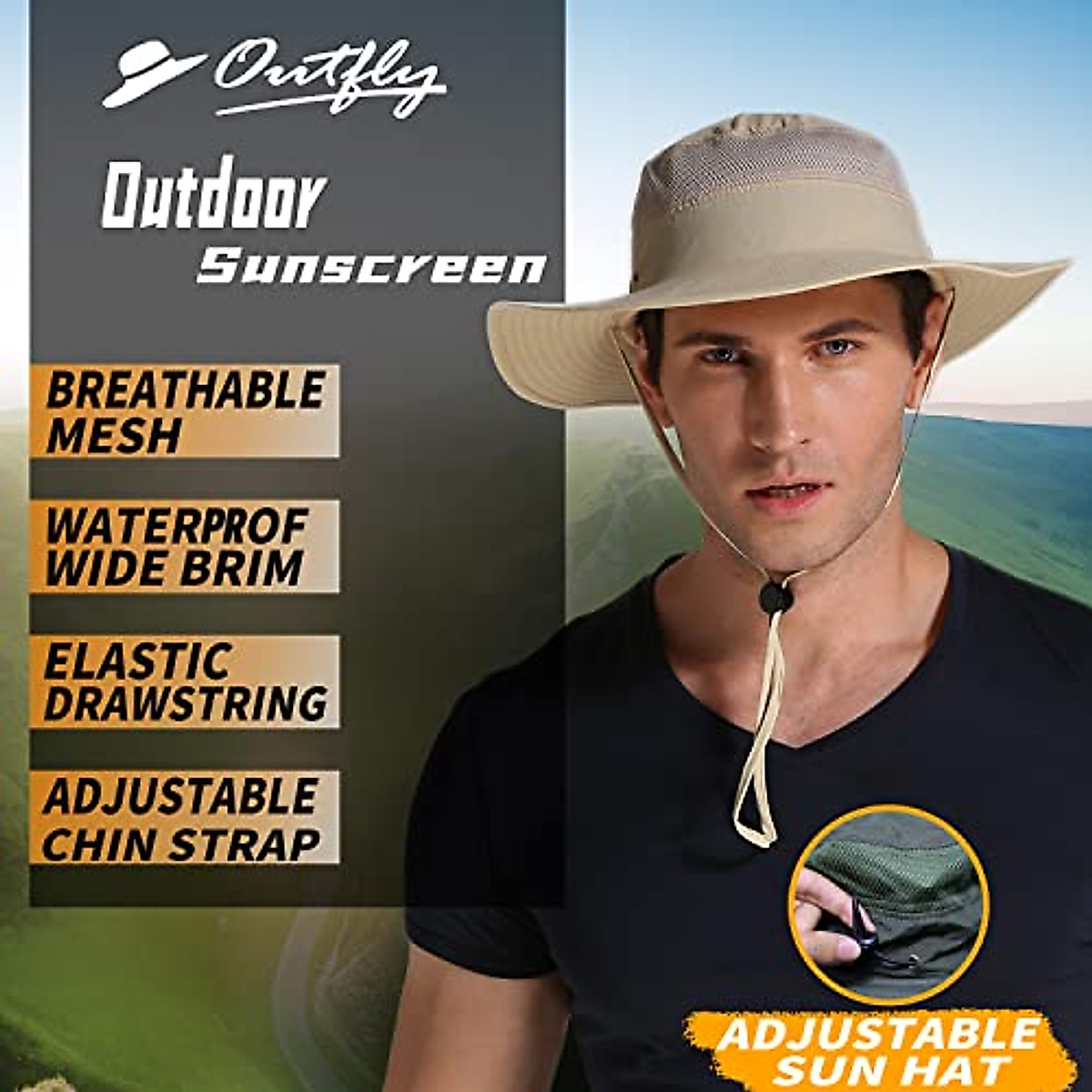 Wide Brim Sun Hat for Women and Men Summer Bucket Hats with UV Protection UPF 50+ for Fishing Hiking Beach Hats Kahki