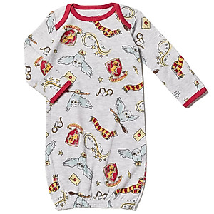 Harry Potter Hedwig Owl Newborn Baby Boys 3 Pack Sleeper Gowns Multicolor/Gray 0-6 Months