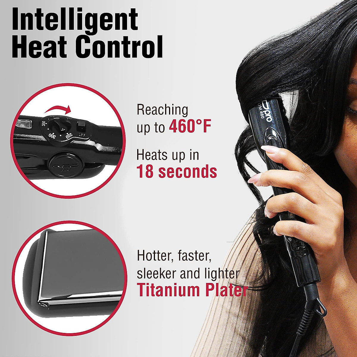 RED by KISS Pro Titanium 1 1/2 Inch Flat Iron Heats Up to 460°F Silky Straight, Frizz-Free Results