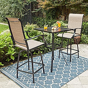 Outdoor Bar Stool Bistro Set, 3-Piece Patio Furniture Set, Patio Bistro Table and Bar Chairs
