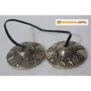 Tibetan Tingsha Meditation Bell - Om Mani Padme Hum Beautifully Embossed on the Surfaces - Hand Tuned & Crafted in Nepal