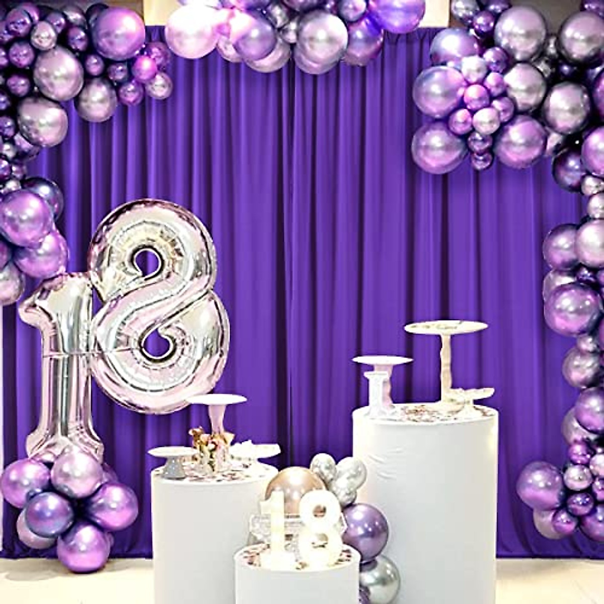 AK TRADING CO. 10 feet x 10 feet Purple Polyester Backdrop Drapes Curtains Panels with Rod Pockets - Wedding Ceremony Party Home Window Decorations (DRAPE-5x10-PURPLE)